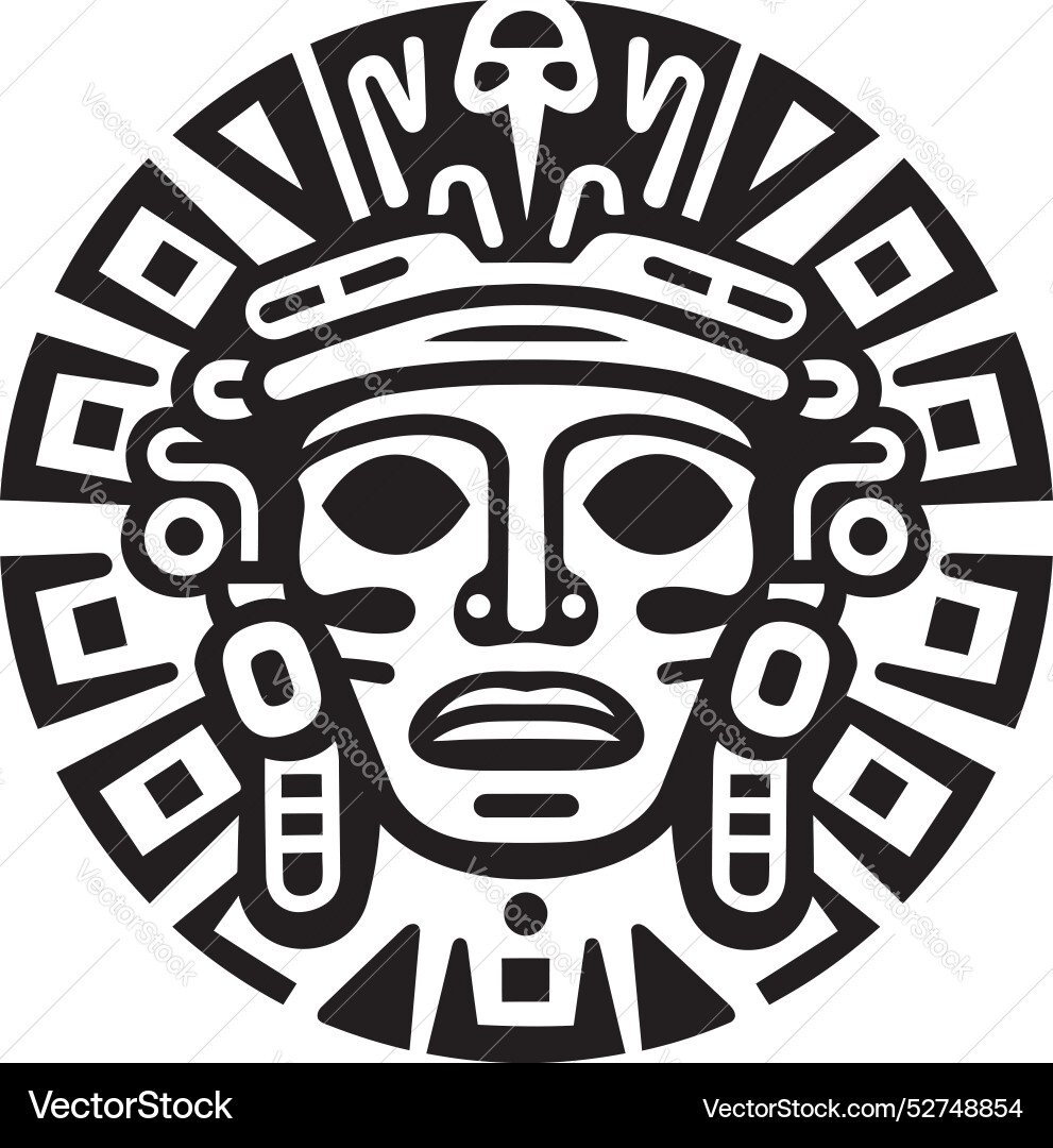 Mayan symbolism pre hispanic logo icon aztec Vector Image