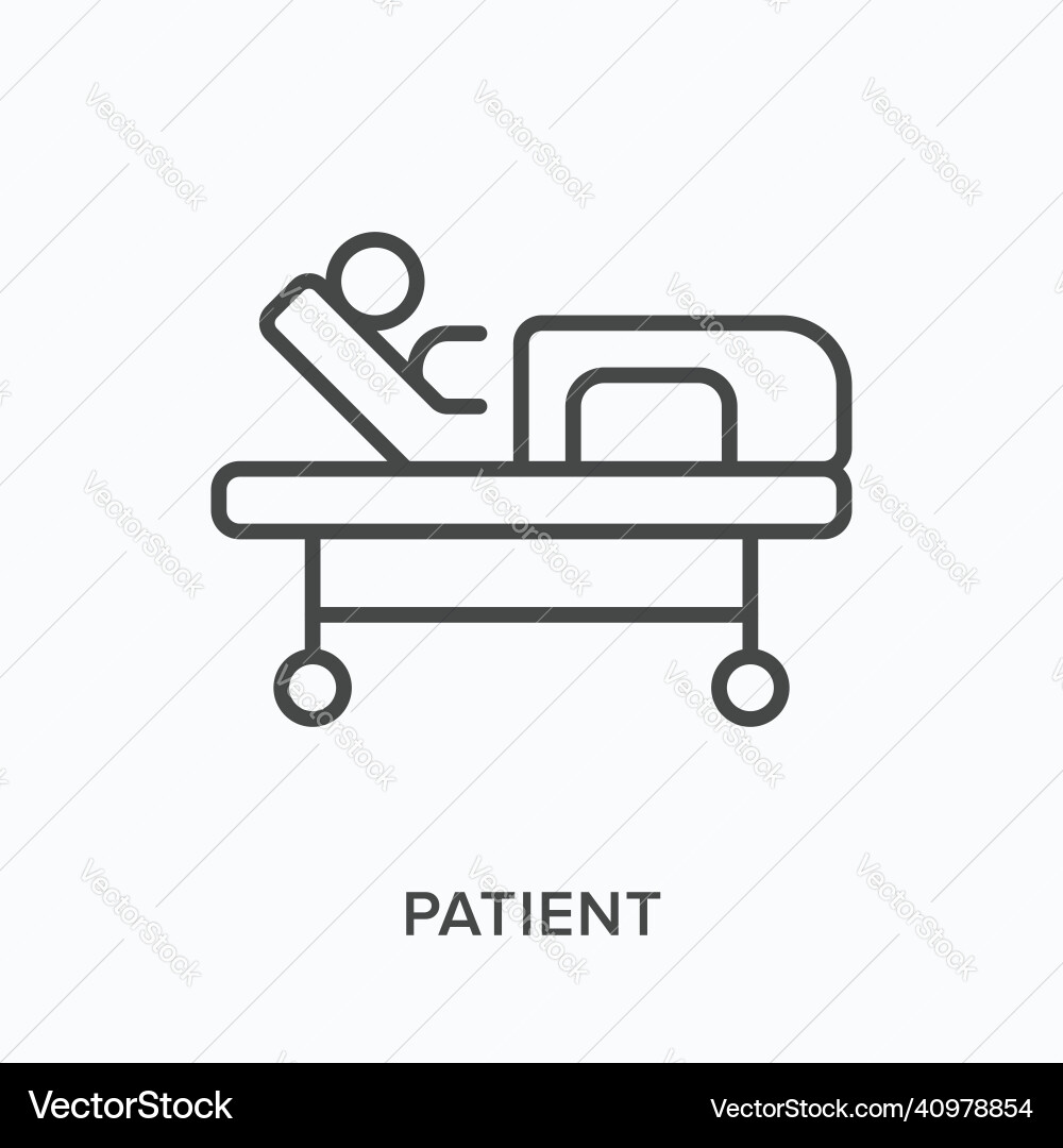 Patient flat line icon outline Royalty Free Vector Image