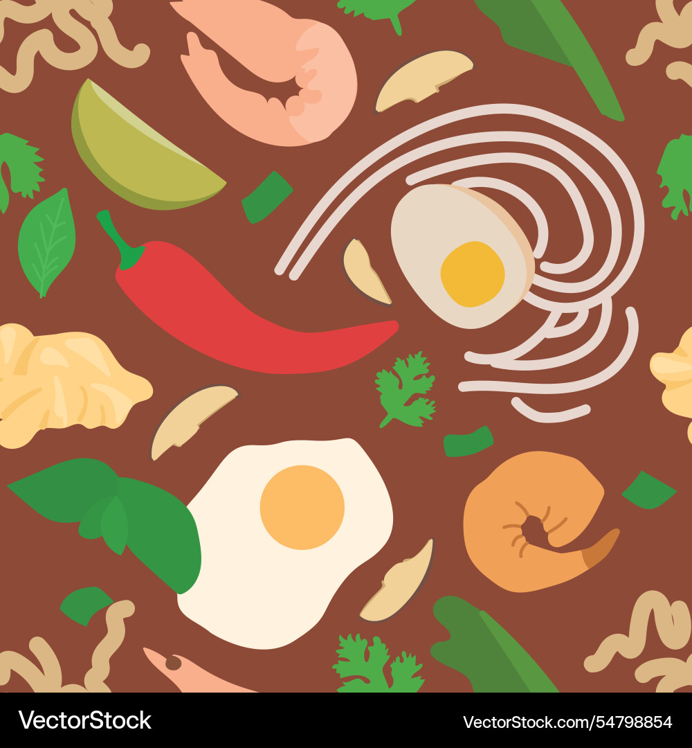 Seamless pattern of asian soup components Vector Image