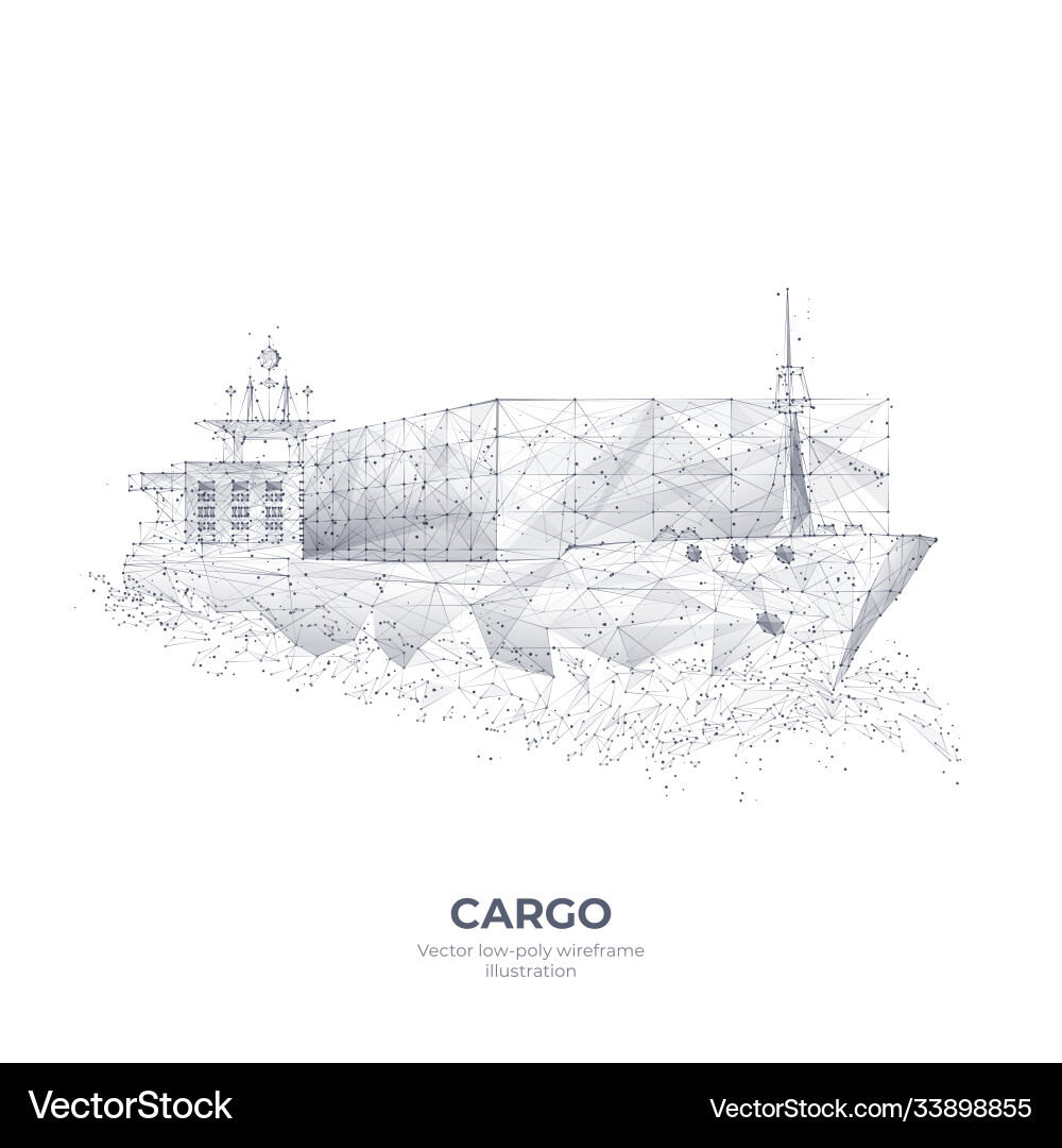 Abstract polygonal hand drawing cargo ship Vector Image