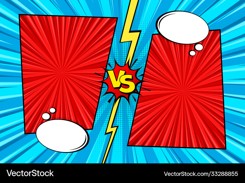 Cartoon comic background fight versus comics Vector Image