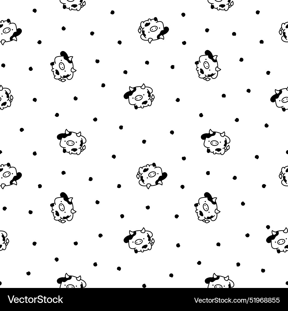 Cute baby cow seamless pattern coloring page Vector Image