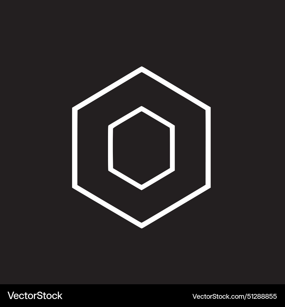 Hexagon - black and white Royalty Free Vector Image