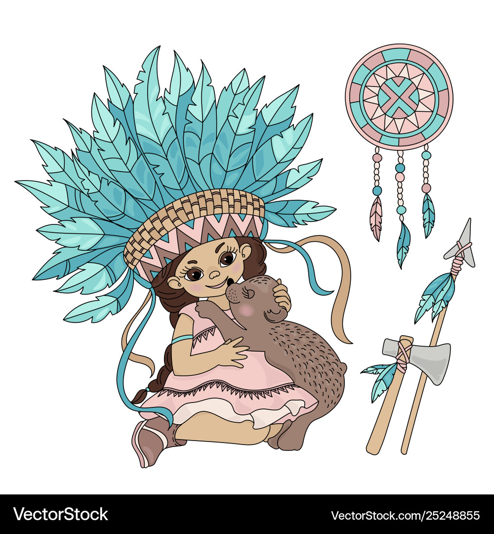 Native American Princess Pocahontas Royalty Free Vector