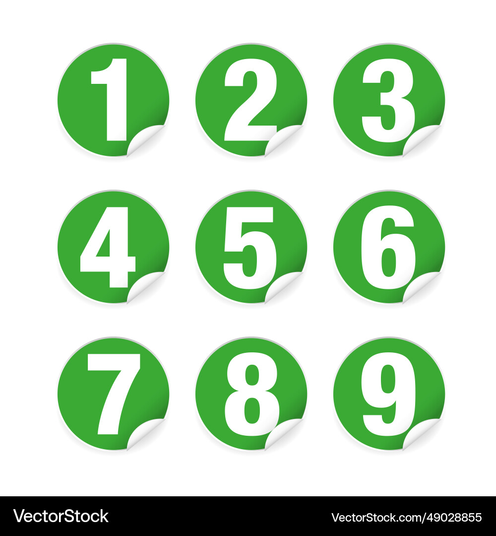 Number set sticker green – Royalty-Free Vector | VectorStock