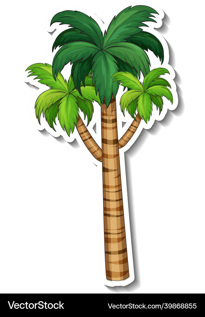 Palm tree sticker on white background Royalty Free Vector
