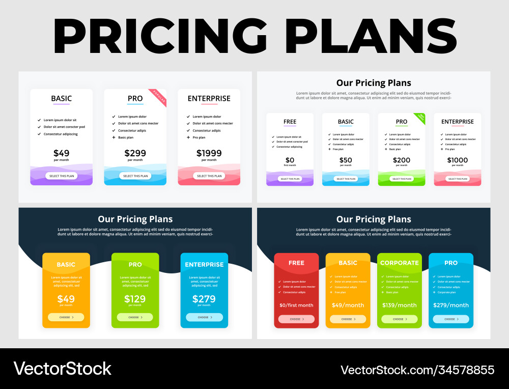 Pricing plans infographics templates for your Vector Image