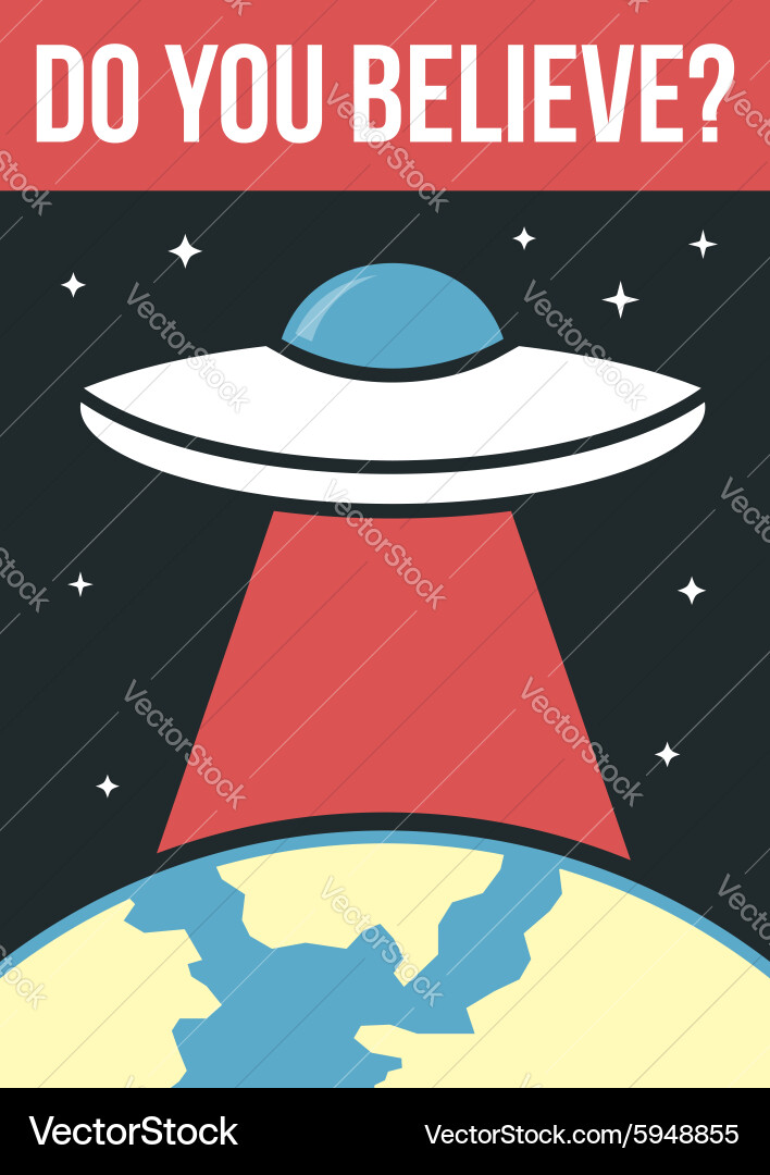 Retro UFO Poster Royalty Free Vector Image - VectorStock