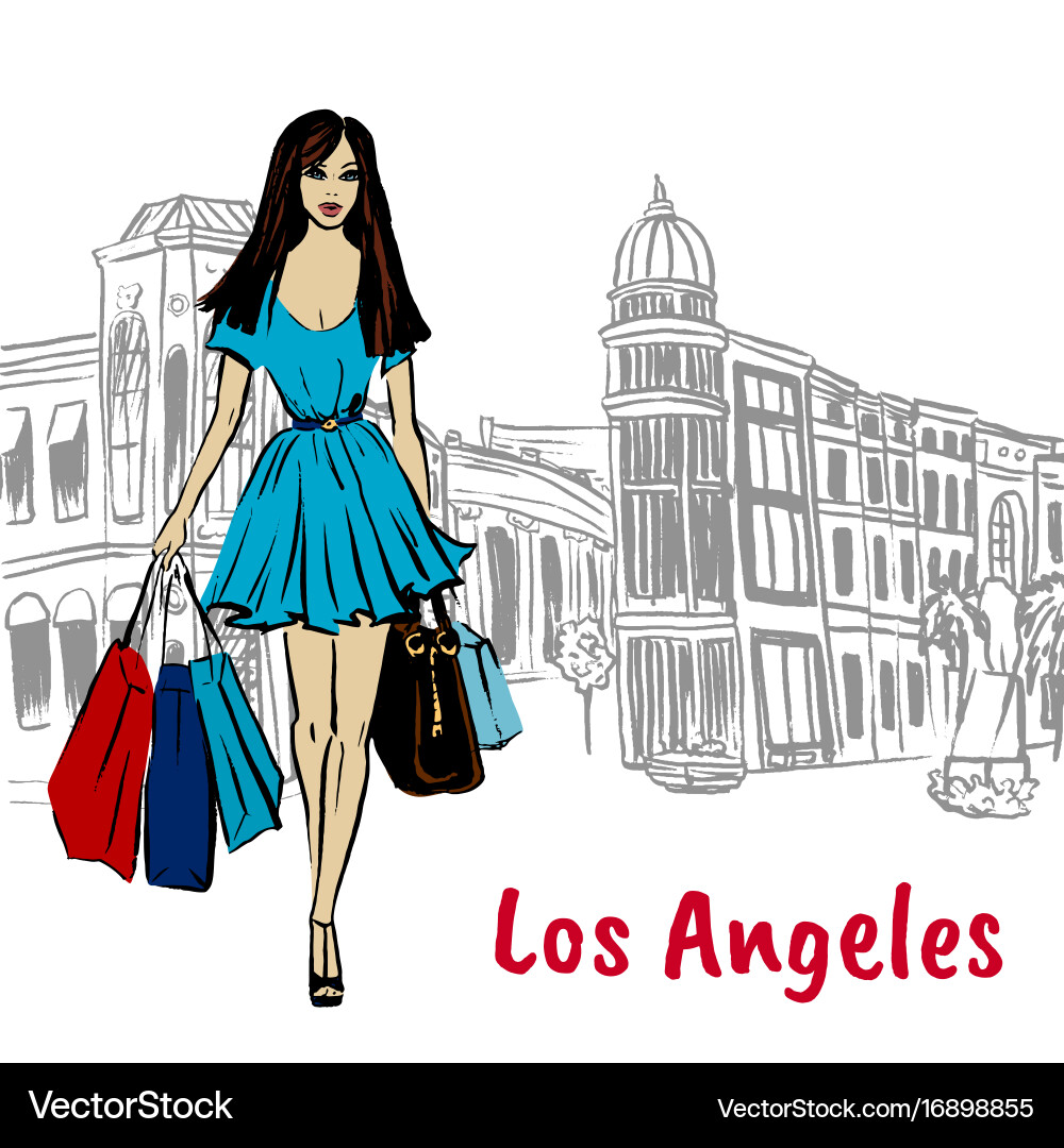 Woman on rodeo drive Royalty Free Vector Image