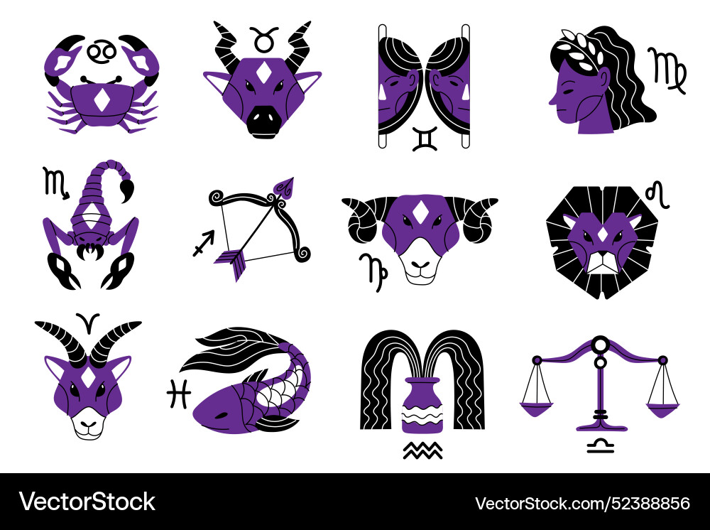 Cartoon zodiac sign collection Royalty Free Vector Image