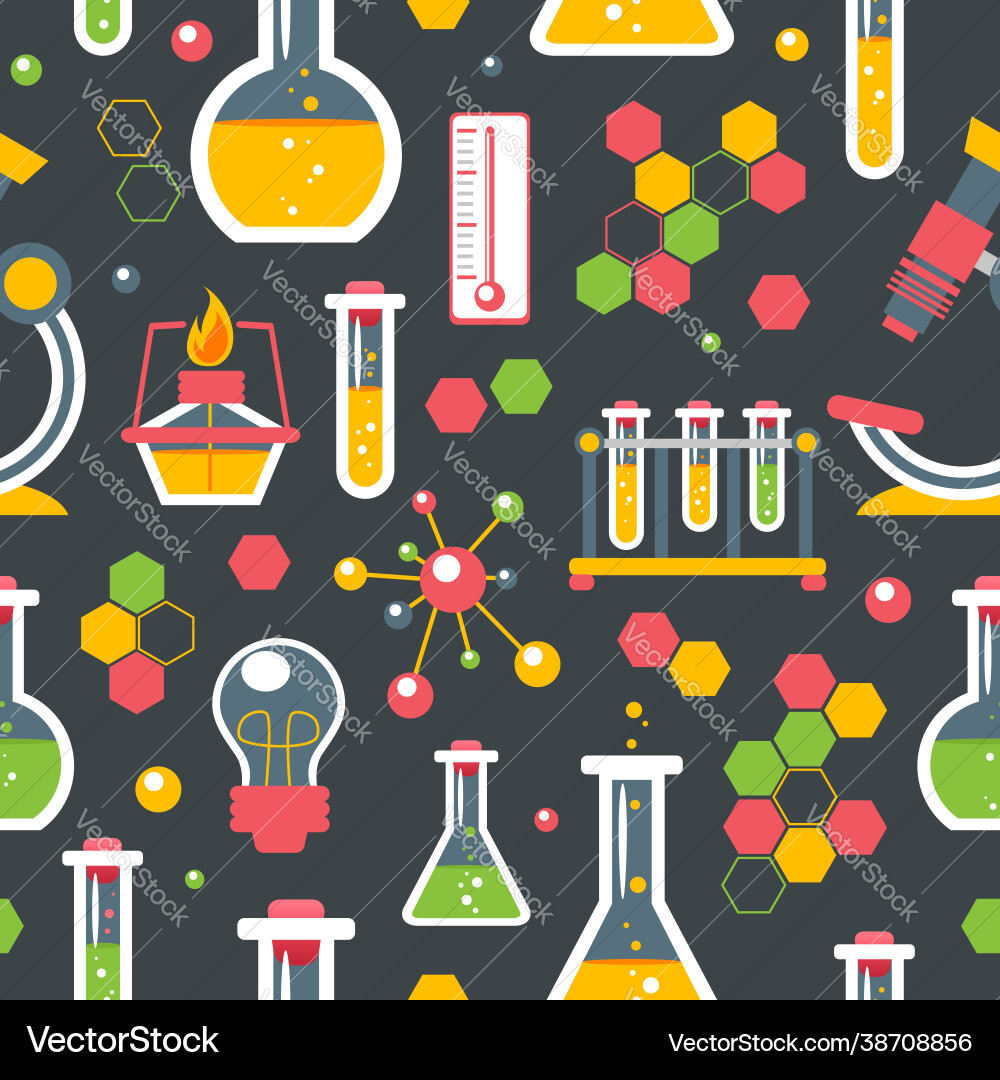 Chemistry seamless pattern Royalty Free Vector Image