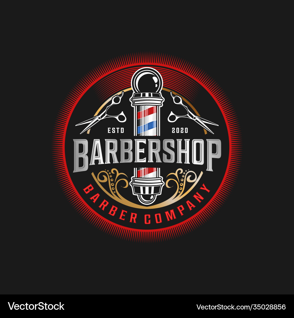 Classic Barber Shop Logo Royalty Free Vector Image