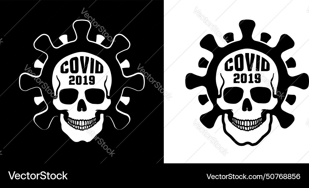 Coronavirus skull logo in stamp style Royalty Free Vector