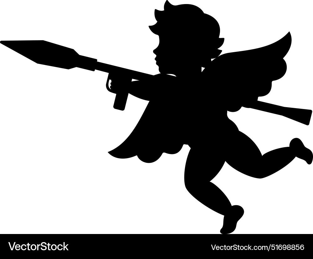 Cupid with anti-tank rocket launcher cherub Vector Image