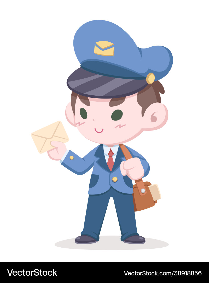 Cute style postman cartoon Royalty Free Vector Image