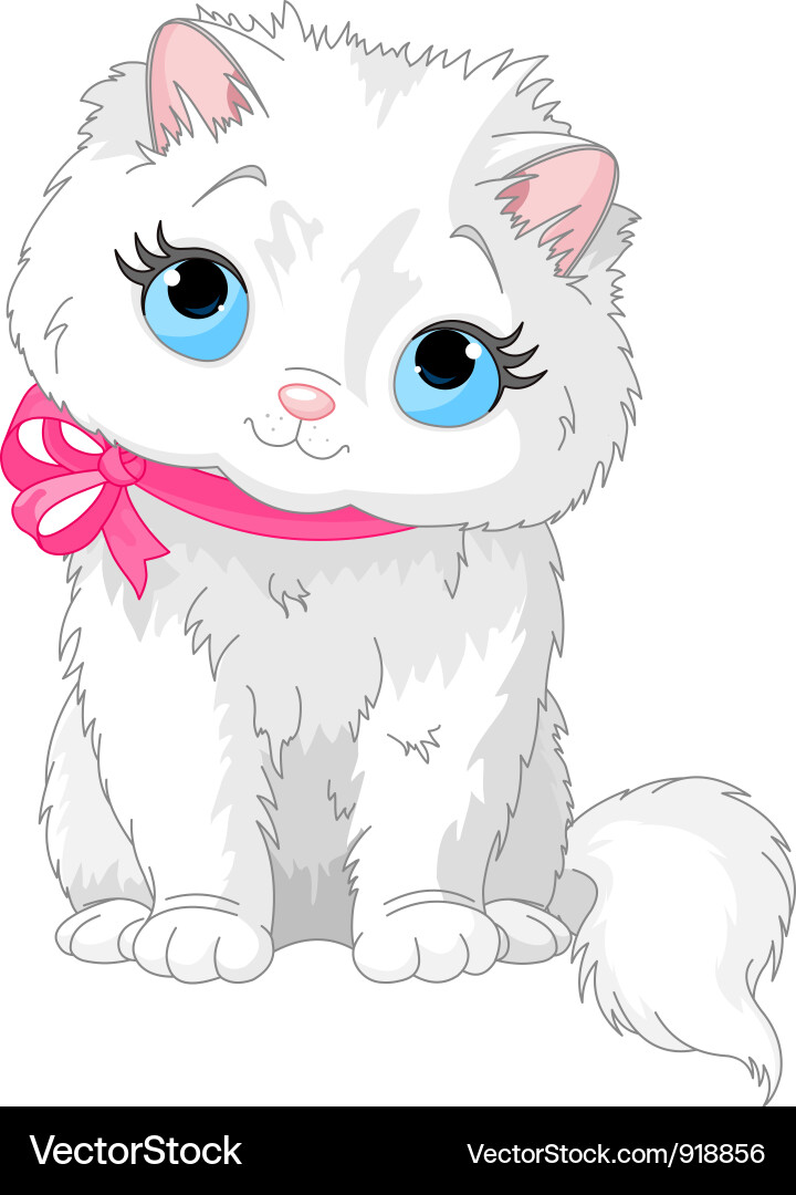 Cute white cat Royalty Free Vector Image - VectorStock