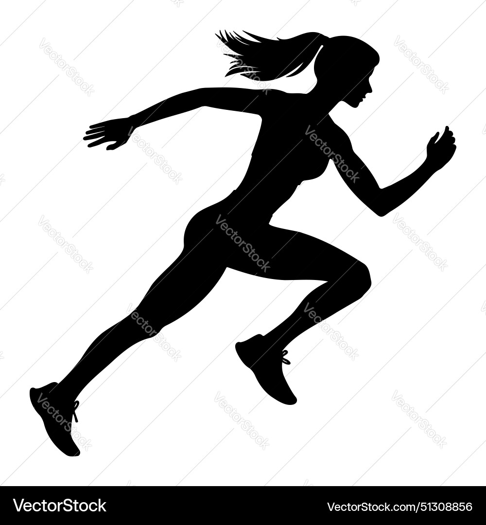 Female athlete running silhouette Royalty Free Vector Image