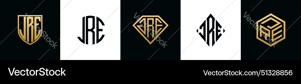 Initial letters jre logo designs bundle Royalty Free Vector