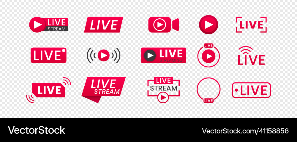 Live streaming icons on transparent background Vector Image