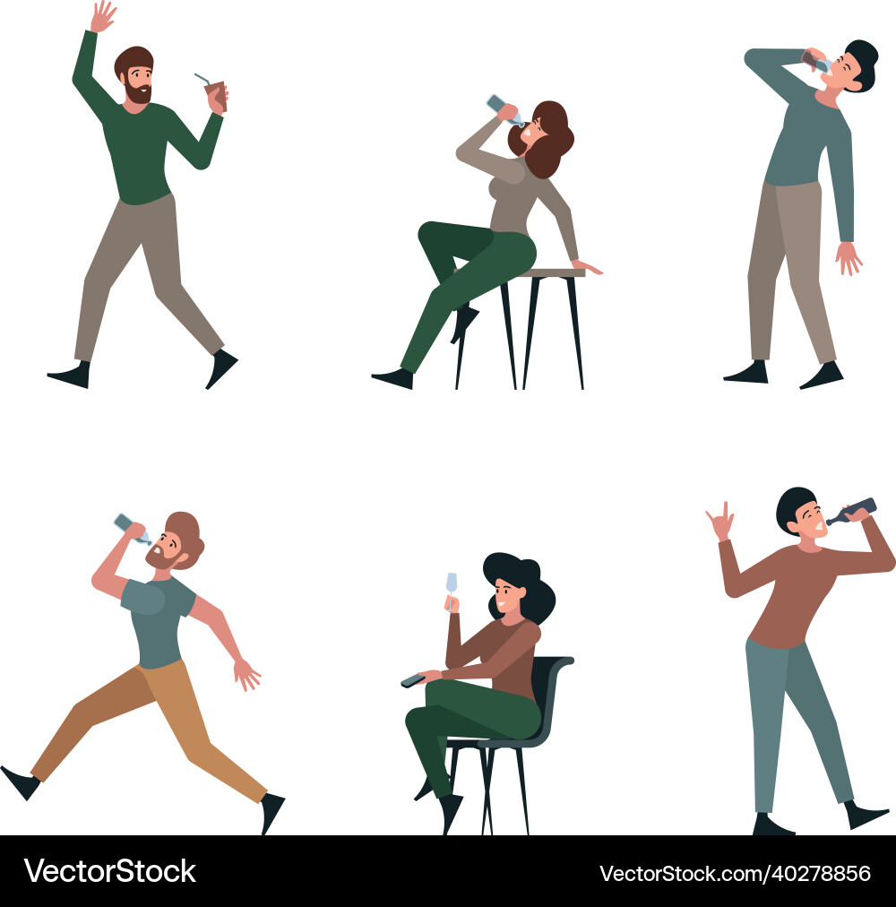 People drinking characters in restaurant Vector Image