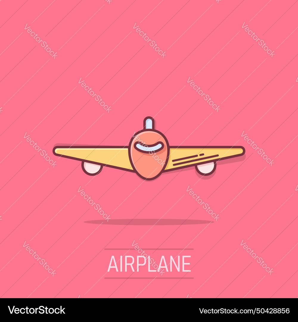 Plane icon in comic style airplane cartoon Vector Image
