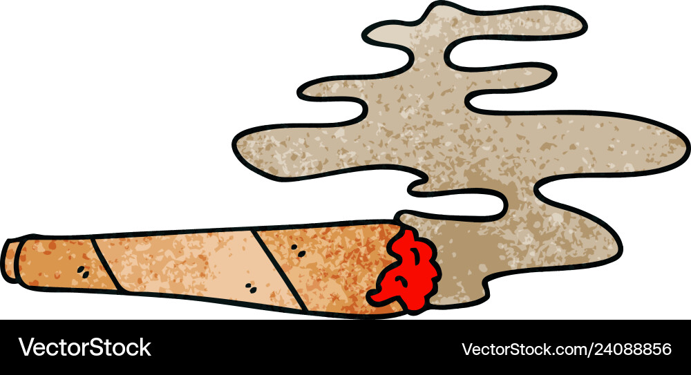 Quirky hand drawn cartoon lit joint Royalty Free Vector