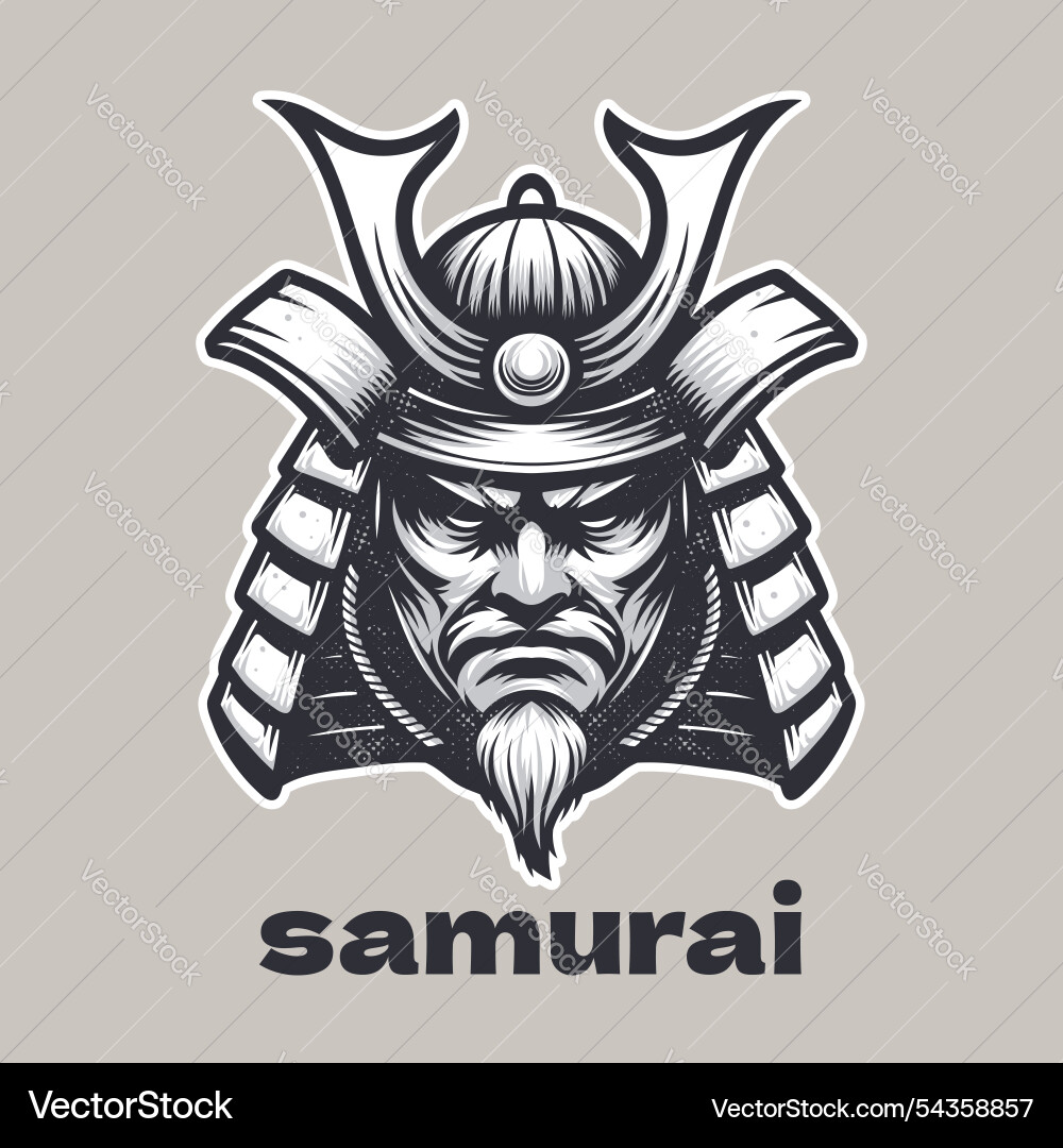 Black and white samurai Royalty Free Vector Image