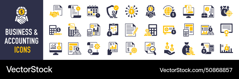 Business and accounting icon set Royalty Free Vector Image