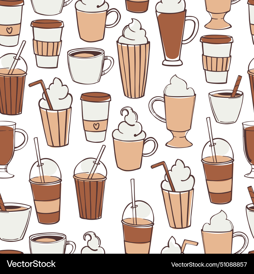 Coffee shop drinks pattern Royalty Free Vector Image