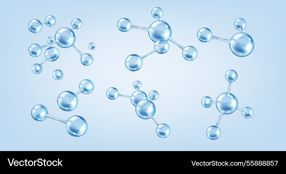 Collagen molecules models realistic color icons Vector Image