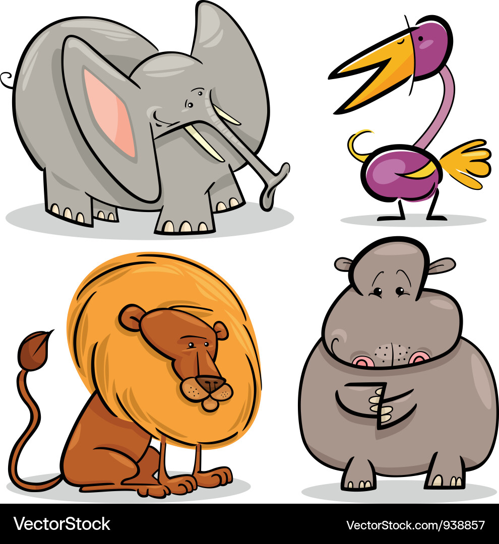 Cute cartoon african animals set Royalty Free Vector Image