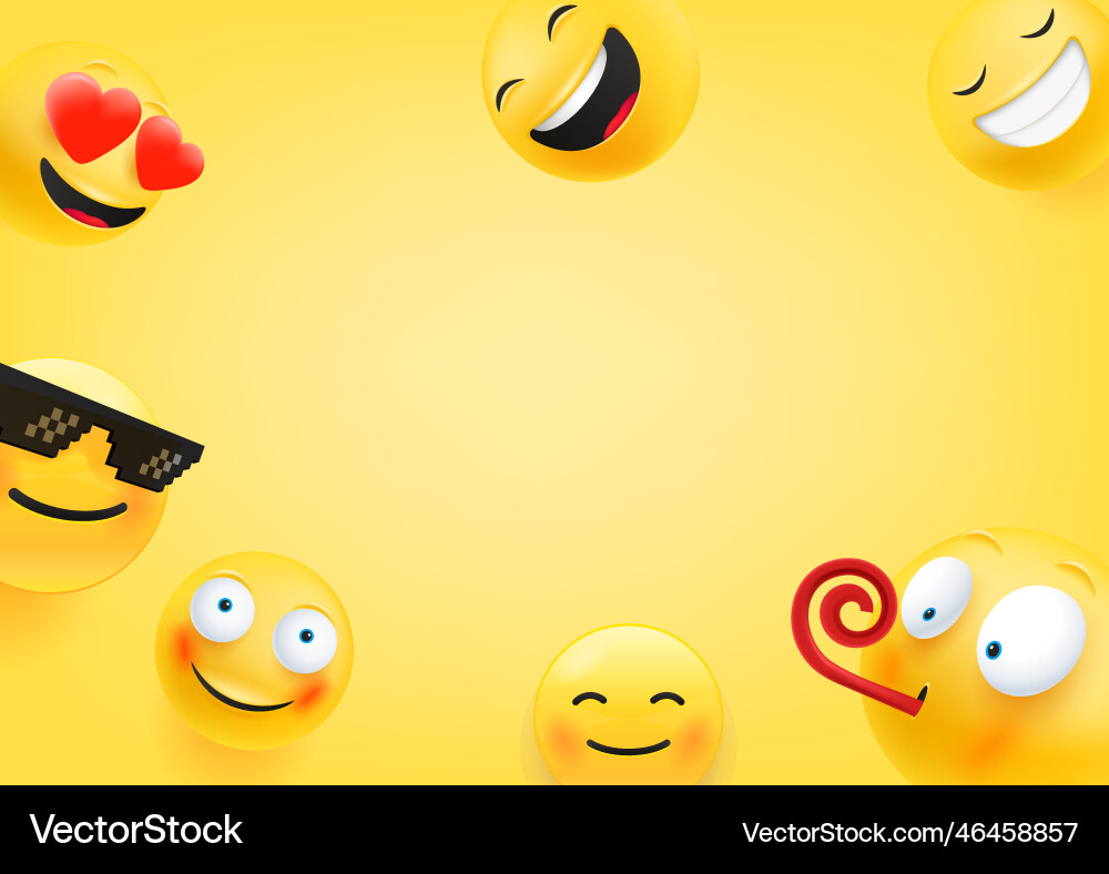 Different happy emojis 3d banner with copy space Vector Image