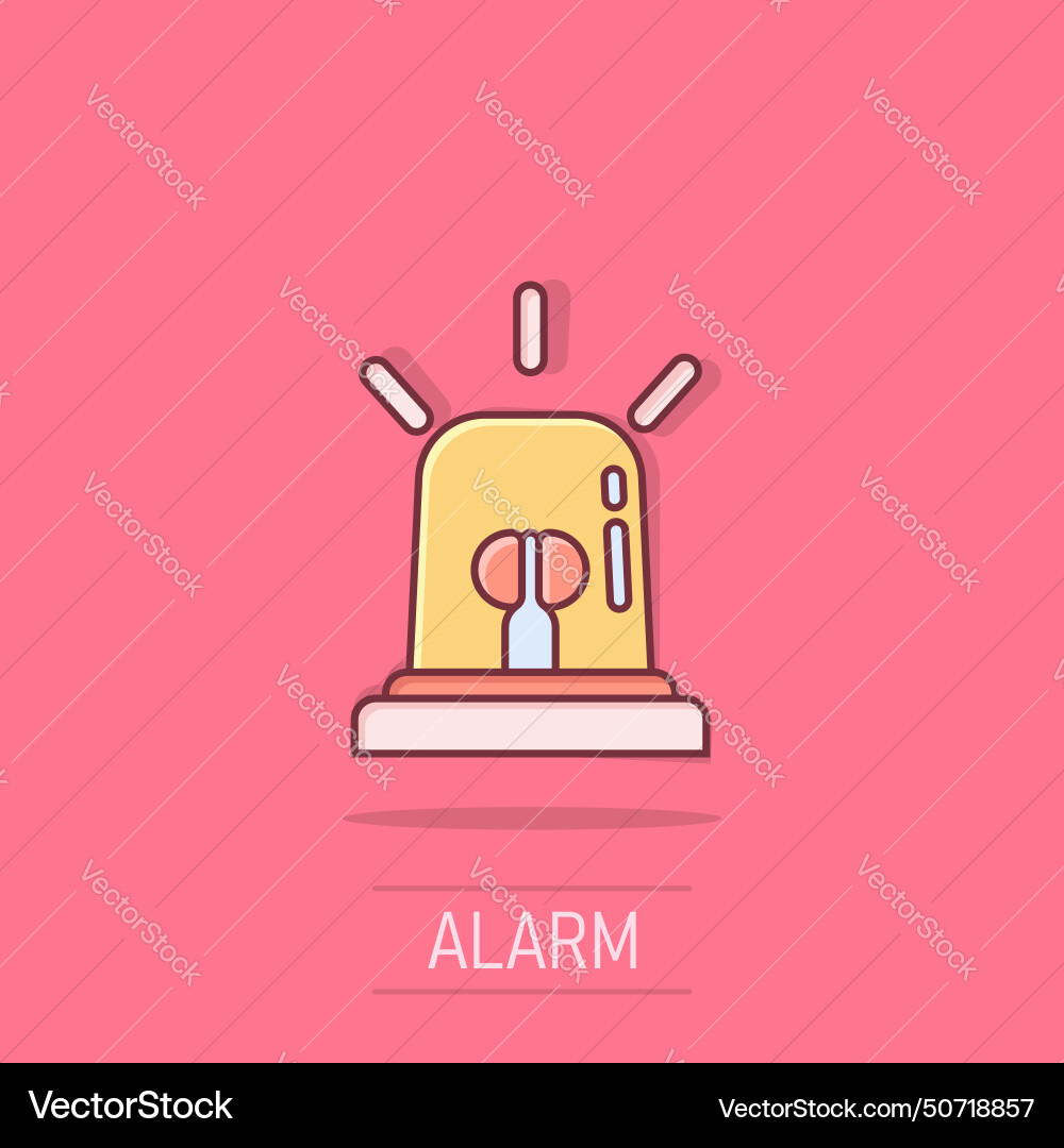 Emergency alarm icon in comic style alert lamp Vector Image
