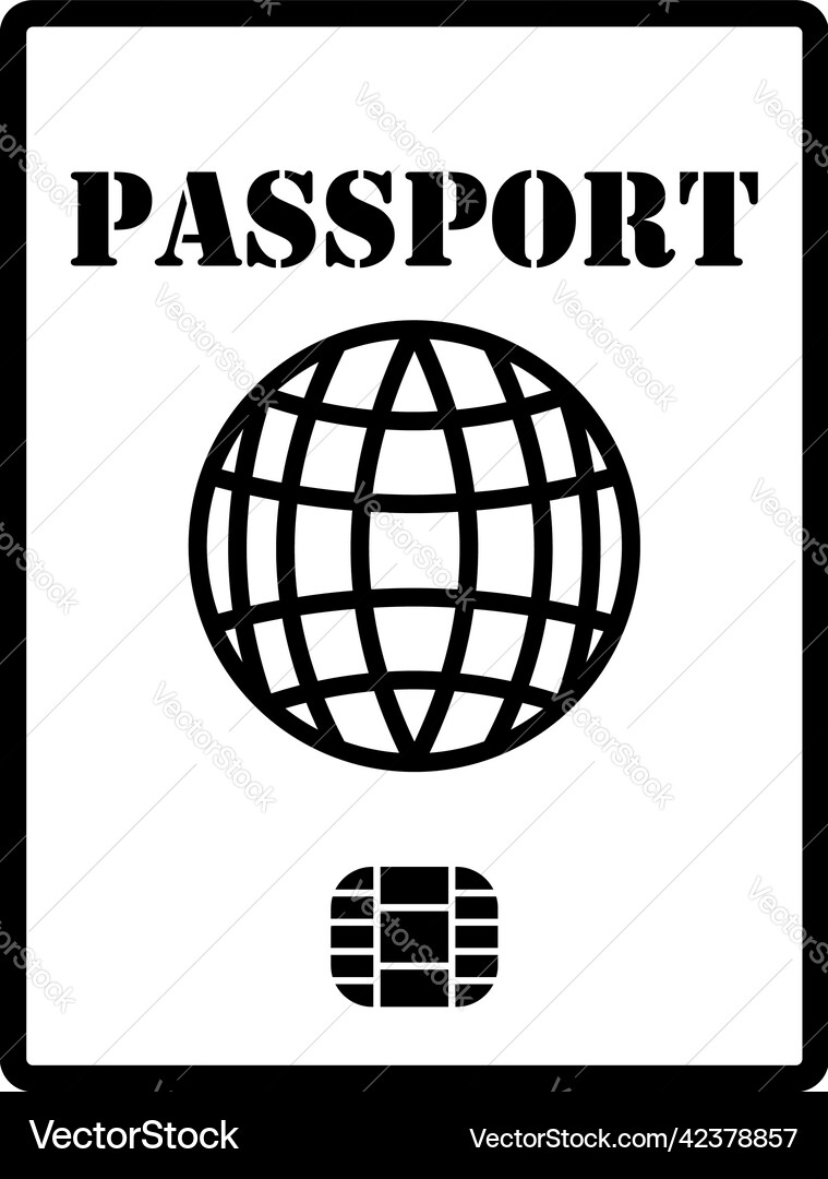 Icon of passport with chip Royalty Free Vector Image
