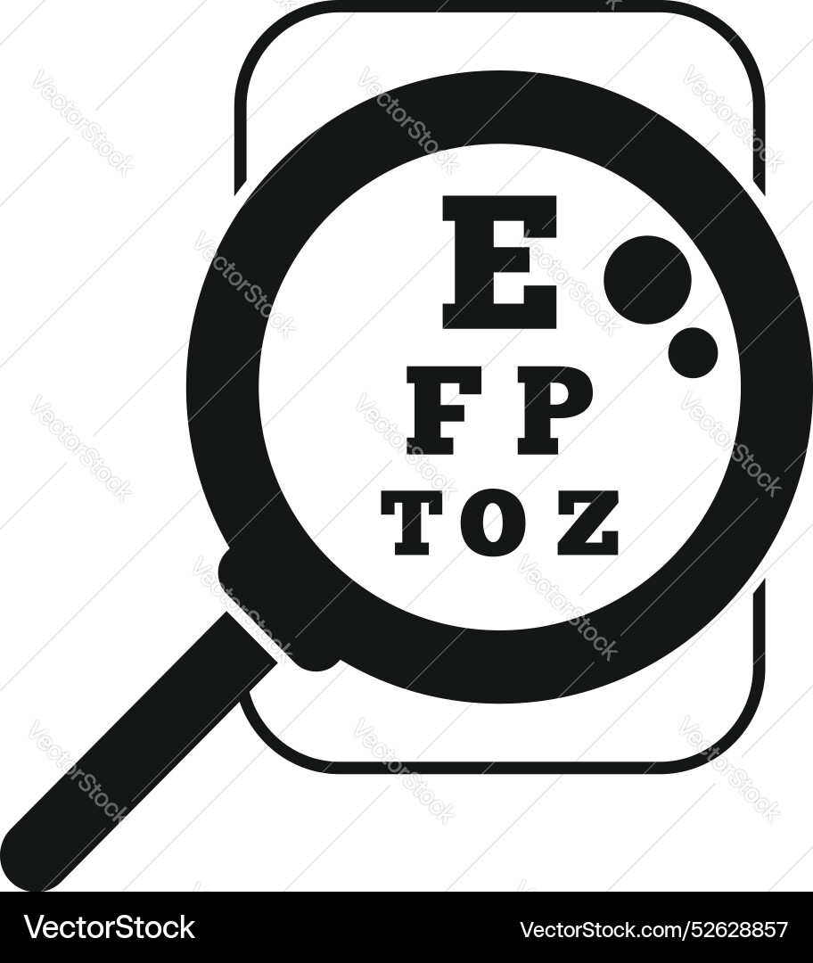 Magnifying glass focusing on eye chart vision Vector Image