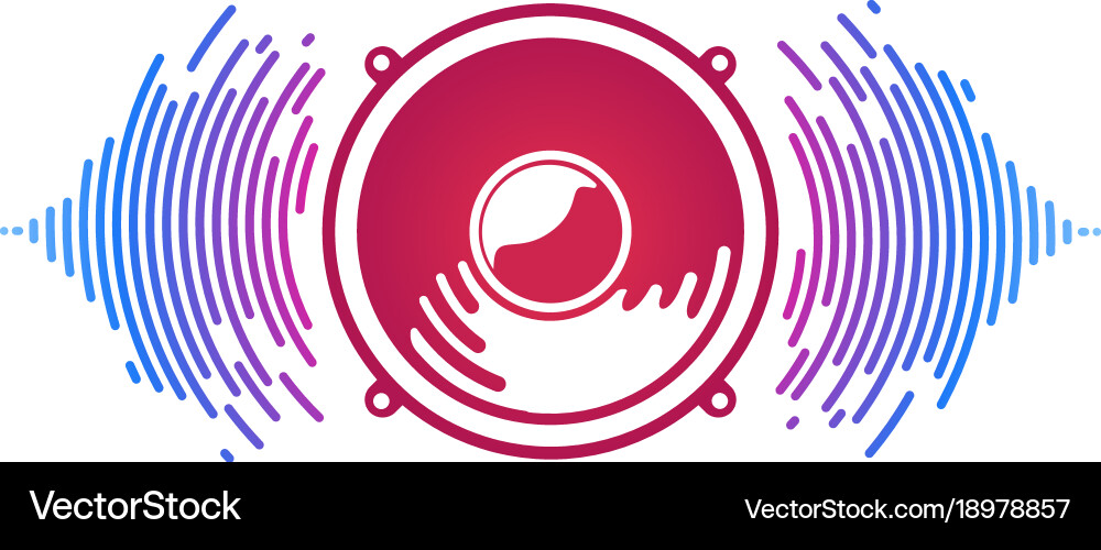 Red speaker and sound waves isolated Royalty Free Vector