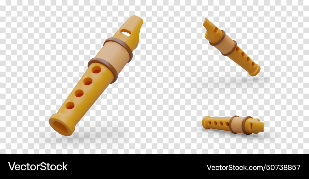 Set of 3d flutes in different positions wind Vector Image