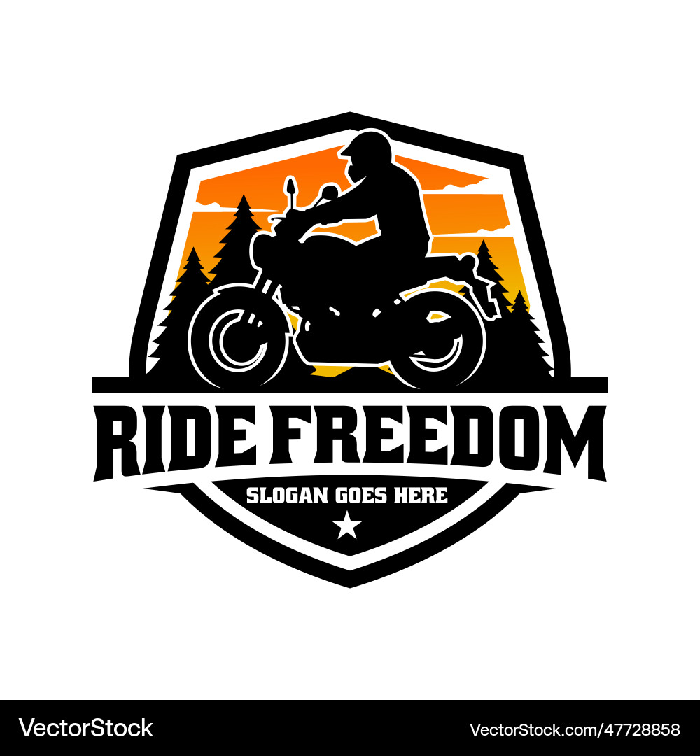 Biker riding motorcycle logo Royalty Free Vector Image