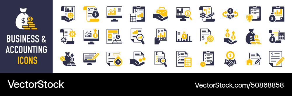 Business and accounting icon set Royalty Free Vector Image