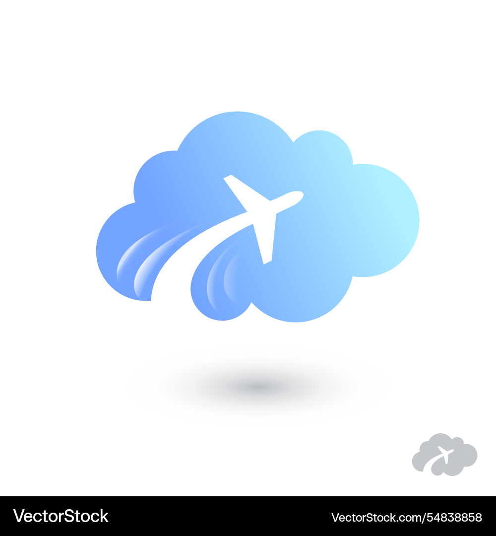 Cloud airplane silhouette icon airline application