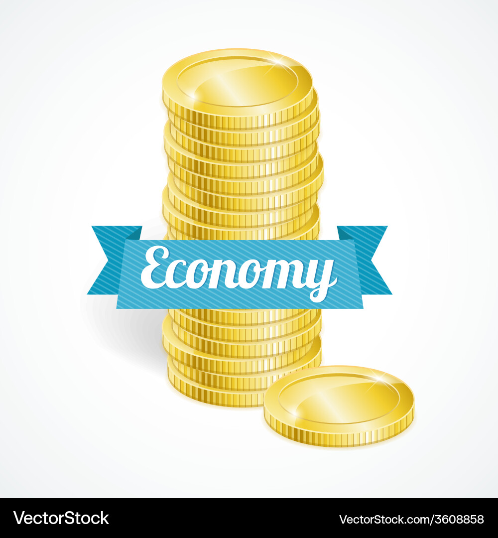 Columns of gold coins isolated on white Royalty Free Vector