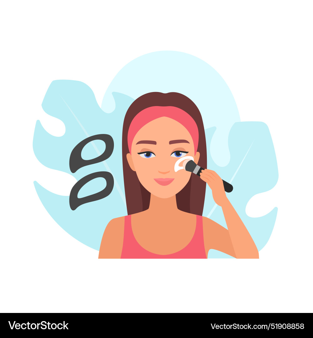 Female model applying blush with stencil Vector Image