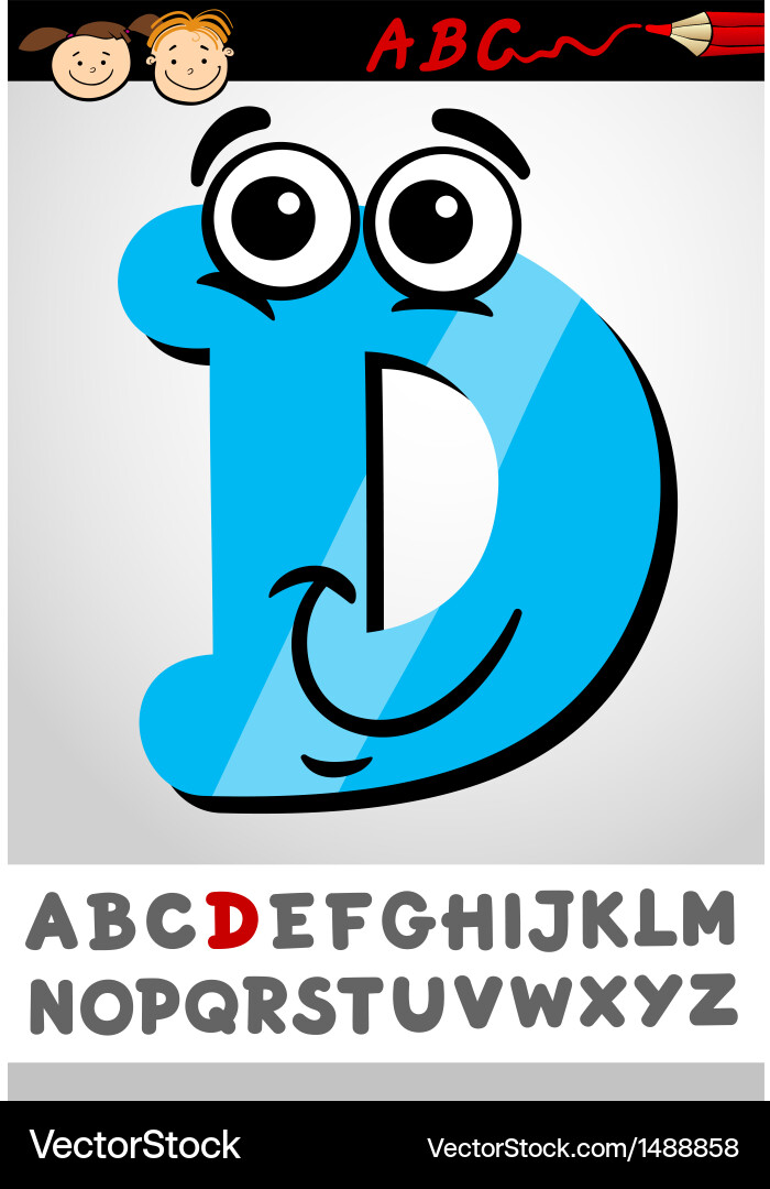 Funny letter d cartoon Royalty Free Vector Image