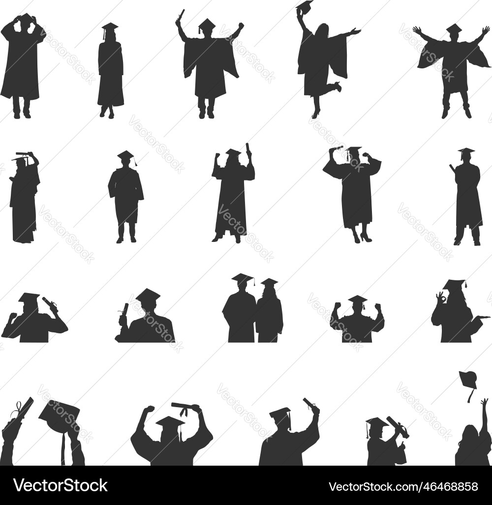 Graduation silhouette graduates celebrating svg Vector Image