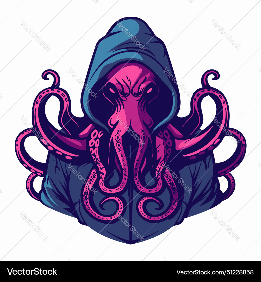 Hacker octopus in a sweater esport logotype icon Vector Image