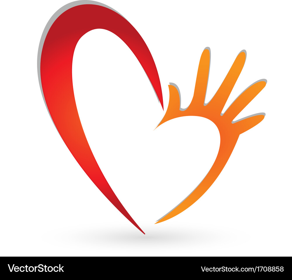 Heart and Hand Symbol Royalty Free Vector Image