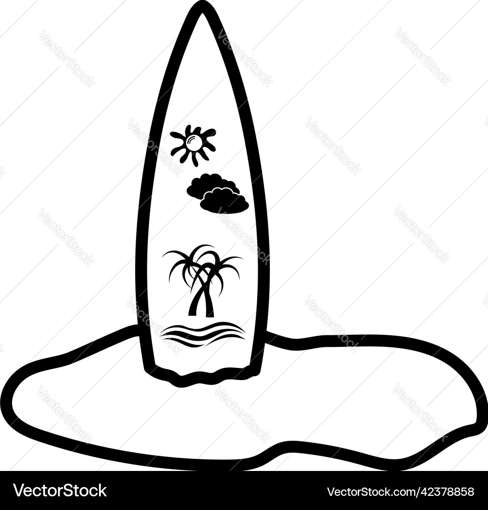 Icon of surfboard Royalty Free Vector Image - VectorStock