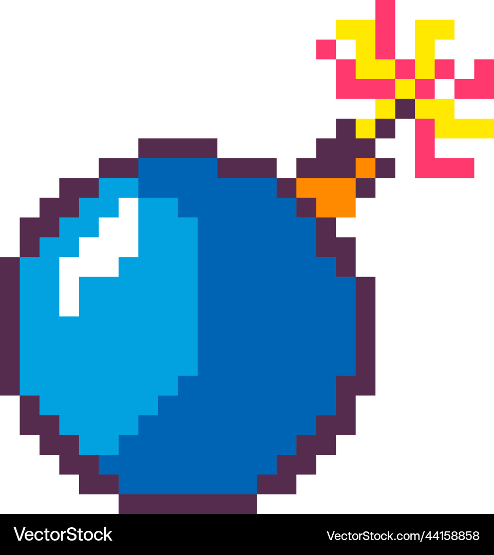 Pixelated exploding bomb weapons for arcades Vector Image