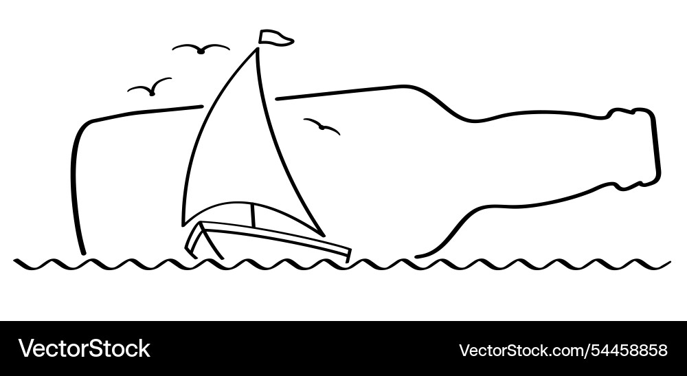 Sailboat and bottle sail boat line pattern Vector Image