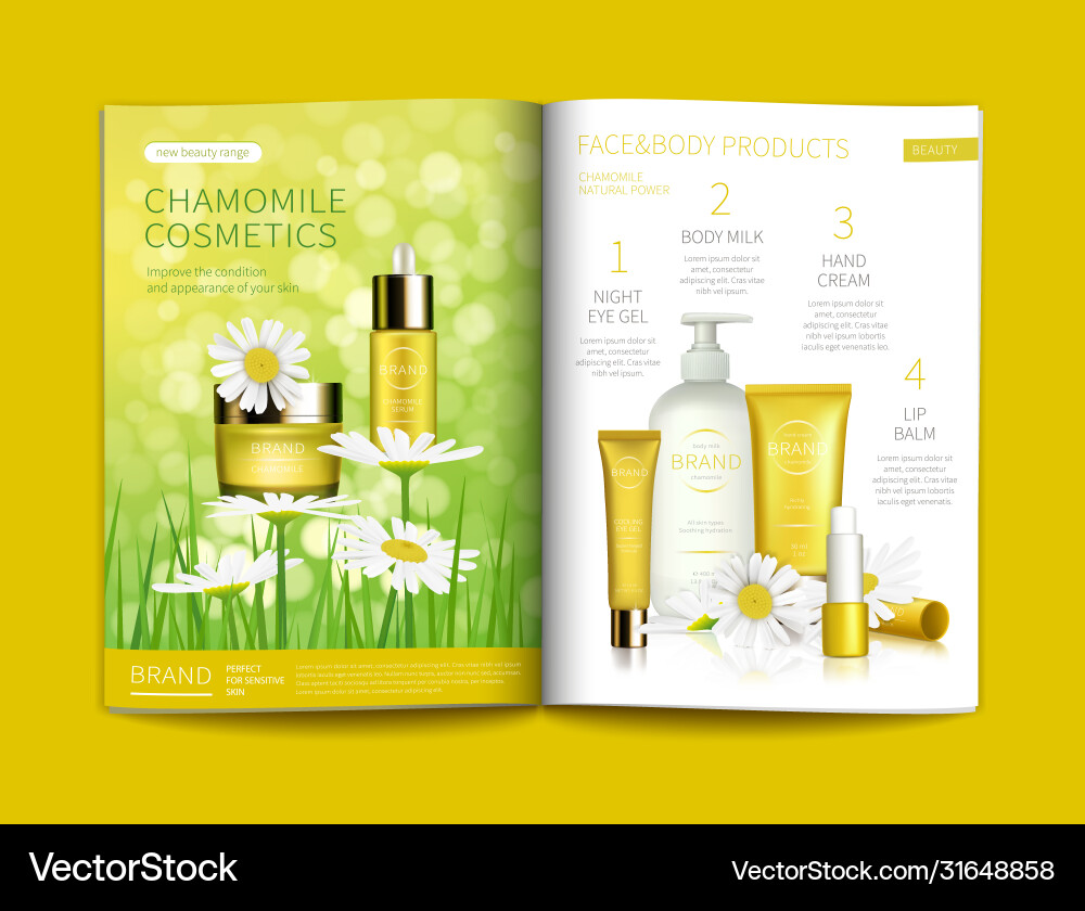 Template for glossy cosmetic magazine Royalty Free Vector